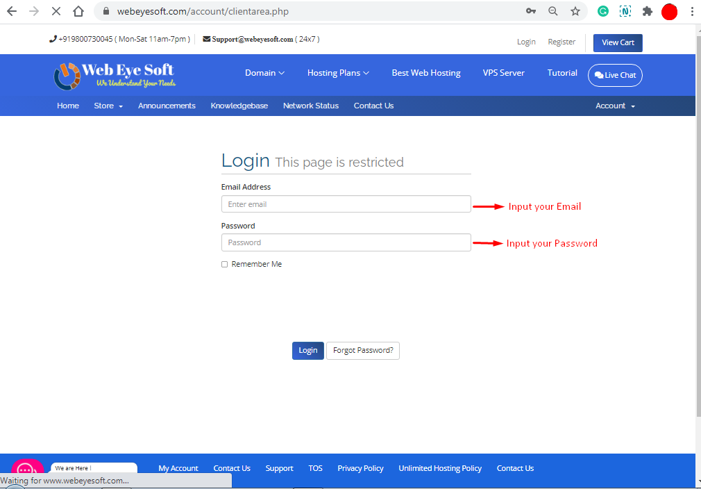 How to Login your Web Hosting control Panel – Support – Knowledge Base | Web Eye Soft