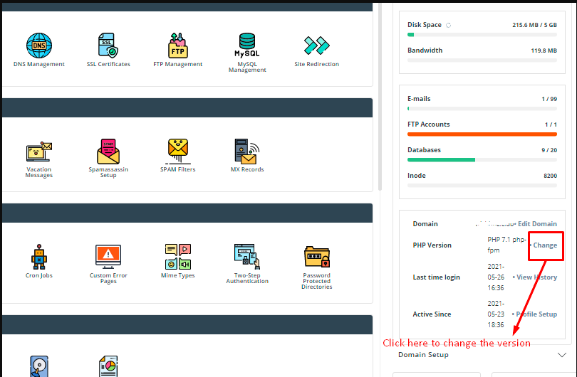 How to Change PHP version in control panel – Support – Knowledge Base | Web Eye Soft