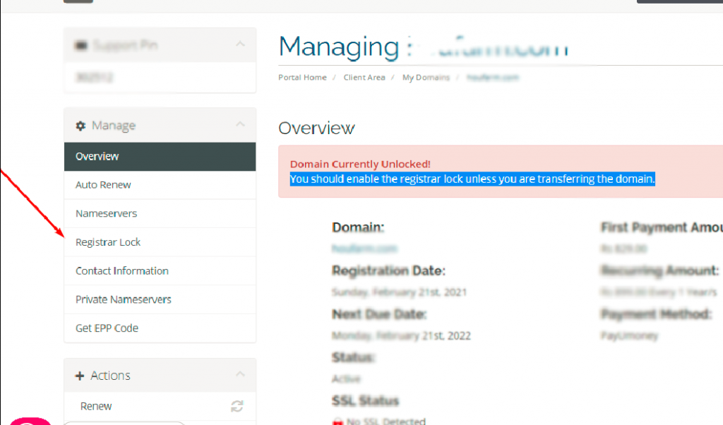 How To unlock domain name – Support – Knowledge Base | Web Eye Soft